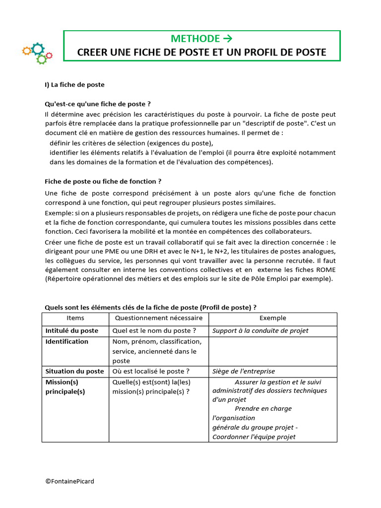 Création d'une fiche de poste efficace | PDF | Gestion des ressources ...
