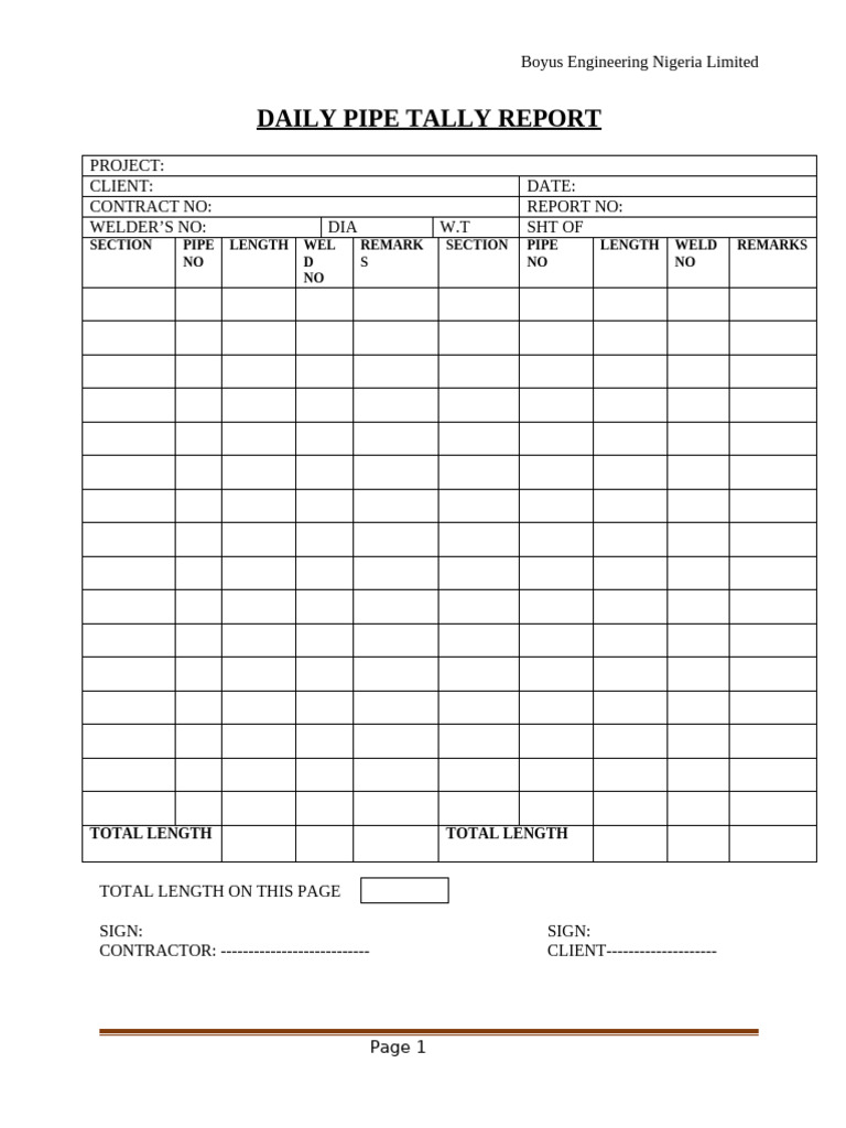 Pipe Tally | PDF