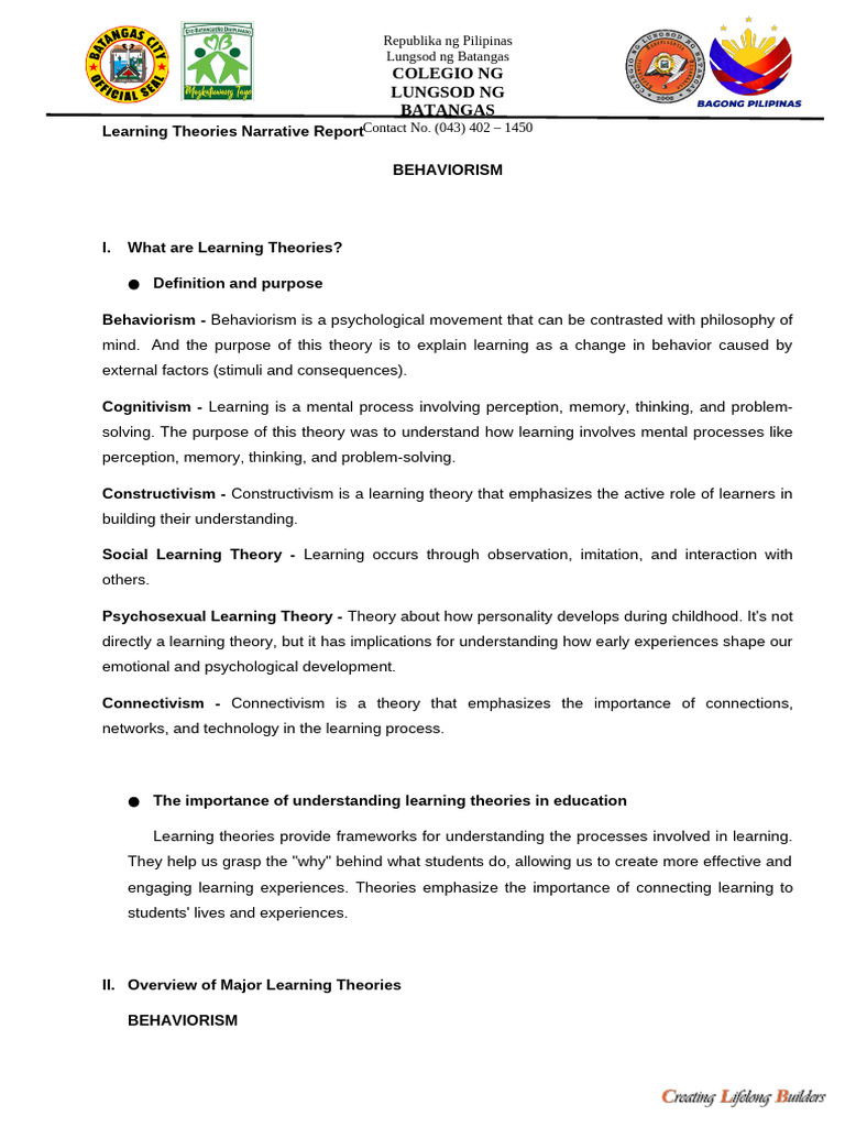 BEHAVIORISM. GROUP 1 | PDF | Behaviorism | Reinforcement