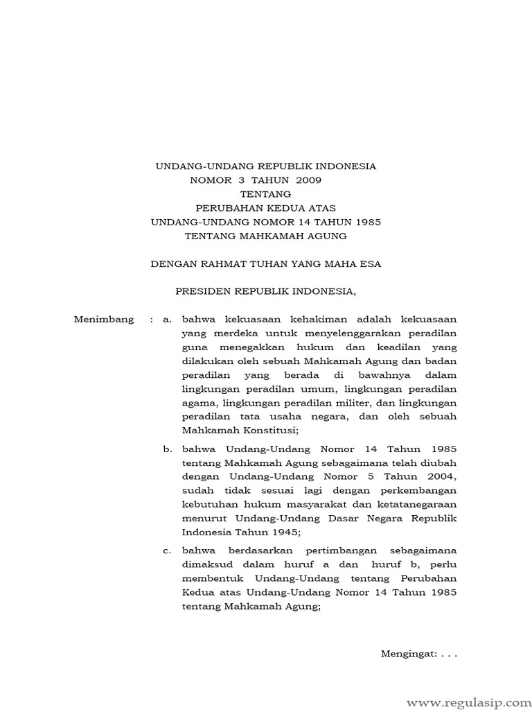 Perubahan UU Mahkamah Agung 2009 | PDF