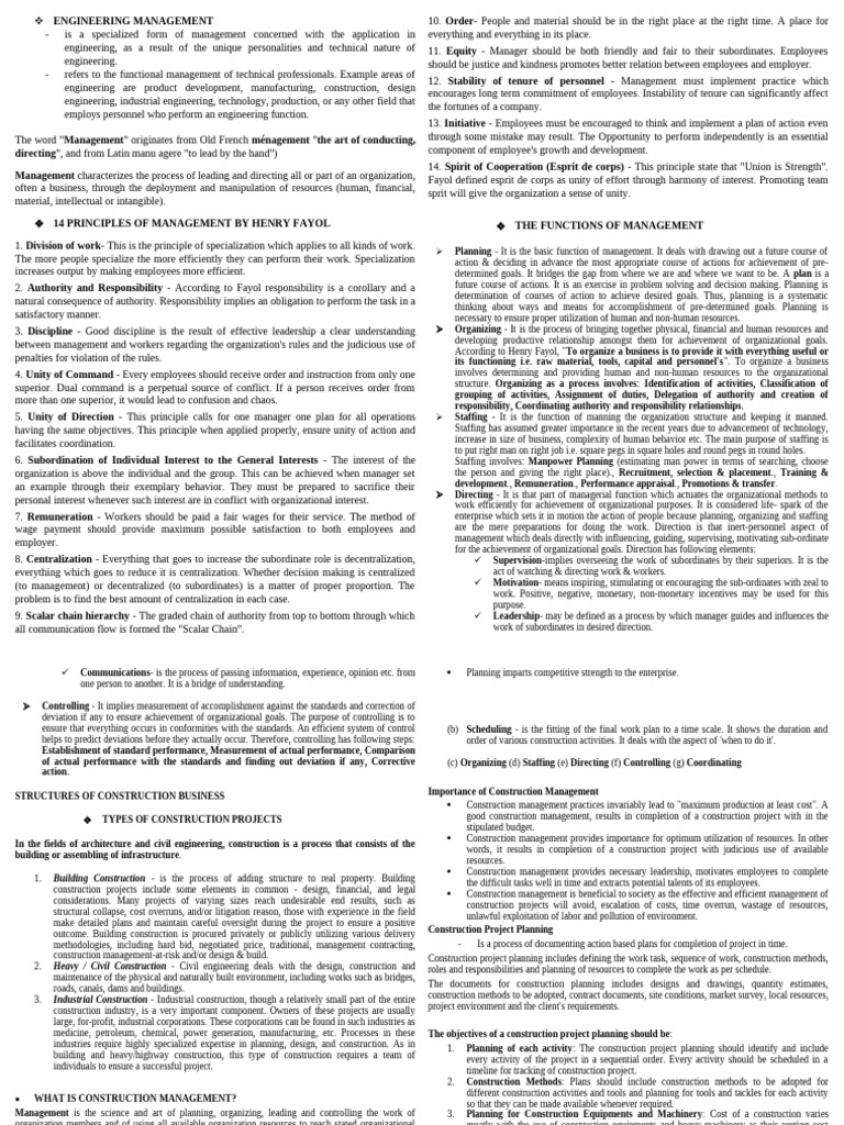 Engineering Management | PDF | Project Management | Construction Management