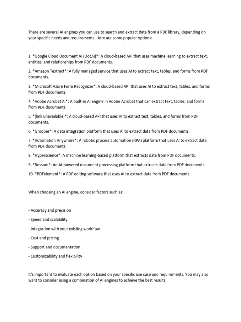 AI Engine To Extract PDF Data | PDF