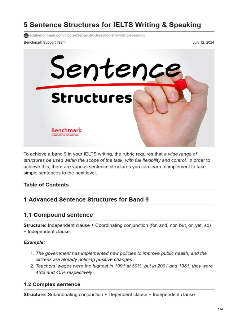 IELTS Sentence Structures Guide | PDF | Linguistic Morphology | Linguistic Typology