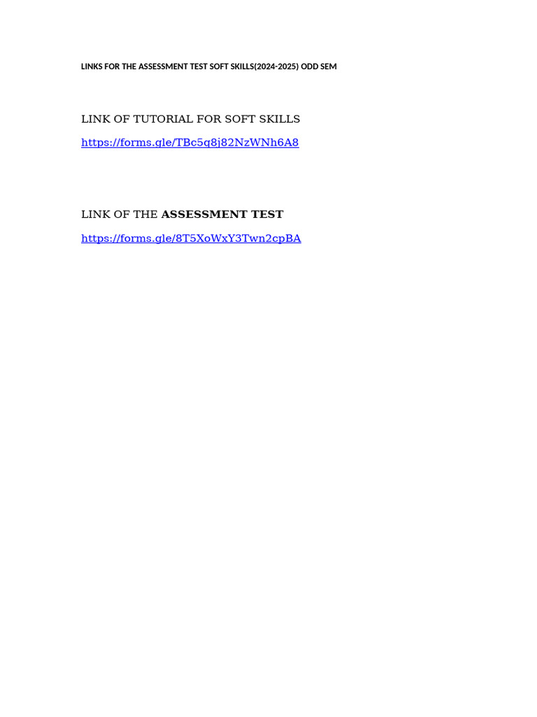 Links For The Assessment Test | PDF