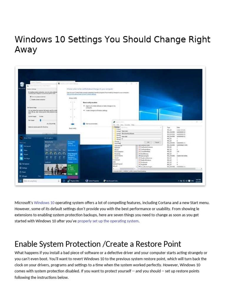 Optimize Windows 10 Settings Now | PDF | Windows 10 | Microsoft Windows