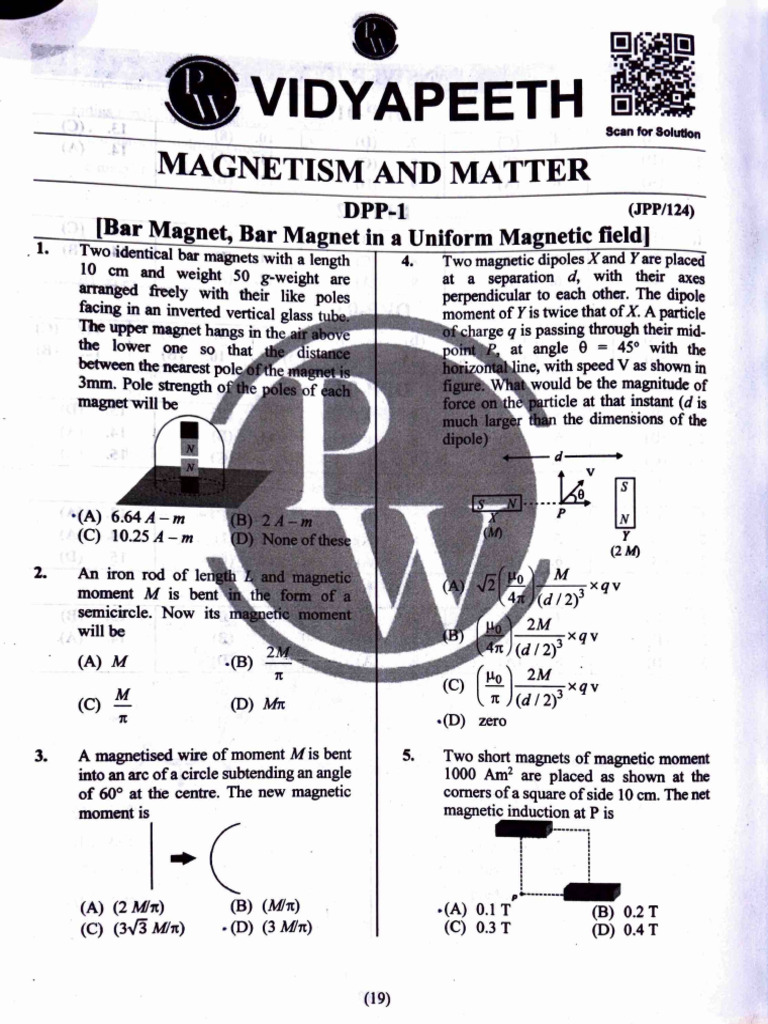 DPP on Magnetism and Matter Concepts | PDF | Magnetism | Ferromagnetism