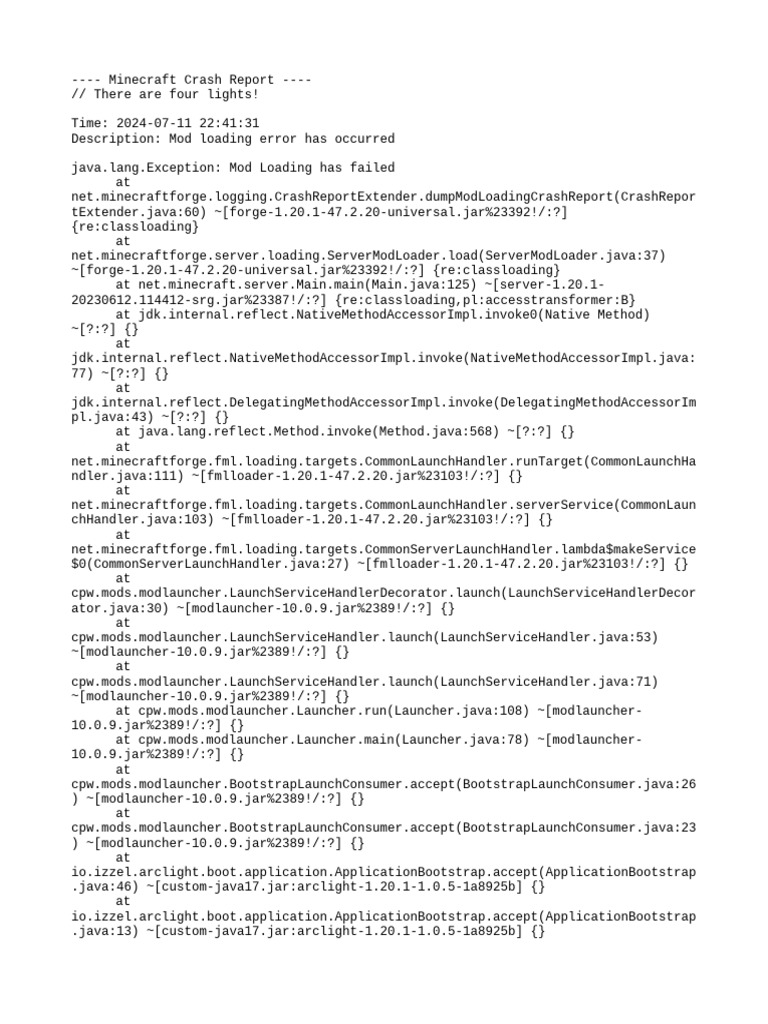 Minecraft Mod Loading Error Report | PDF | Central Processing Unit | Computer Hardware
