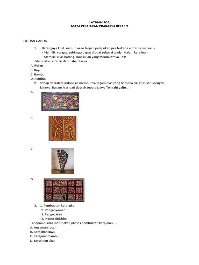 LATIHAN SOAL PRAKARYA KLS 9 | PDF