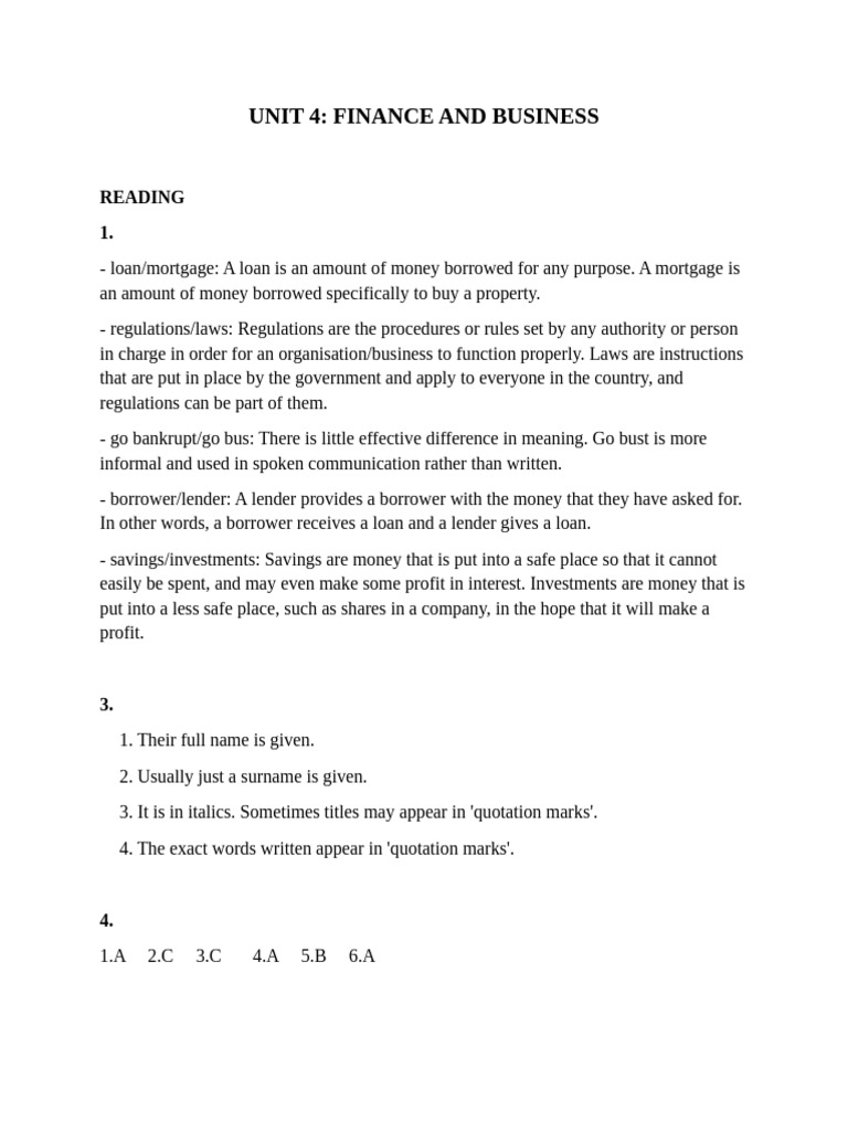 Finance and Business Concepts Explained | PDF | Loans | Argument