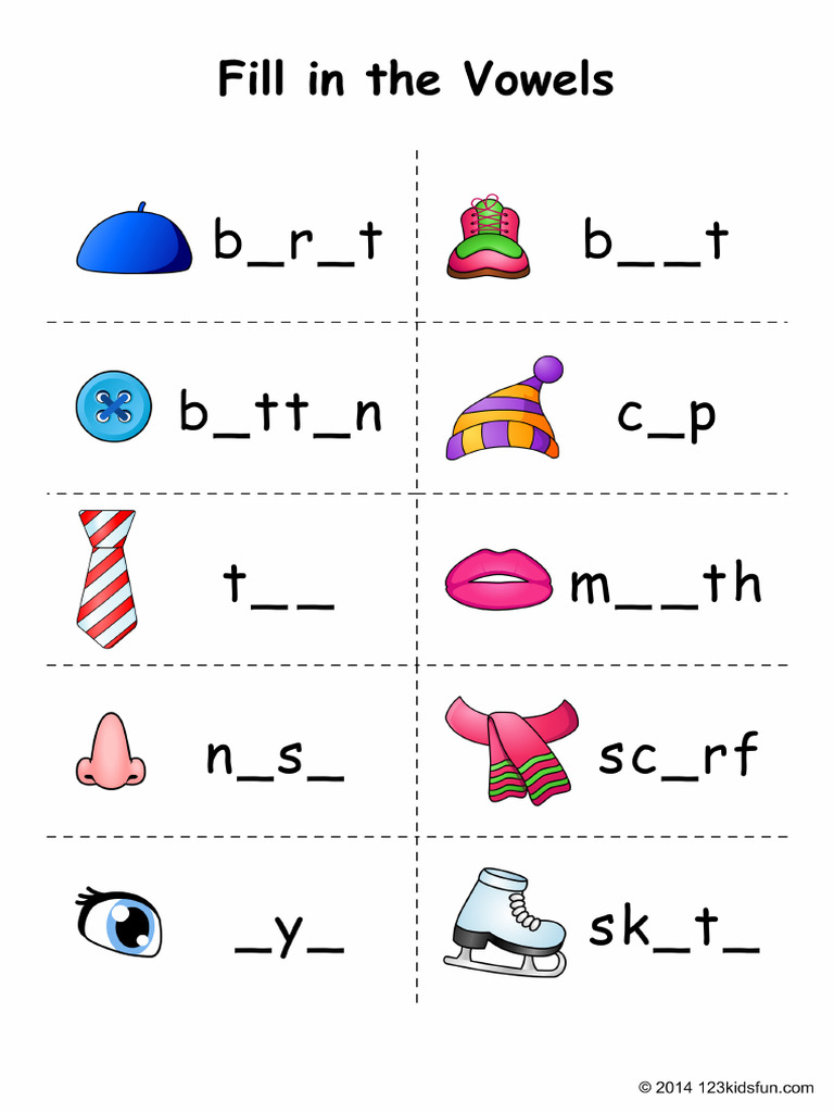 123kidsfun Com Fill in The Vowels | PDF