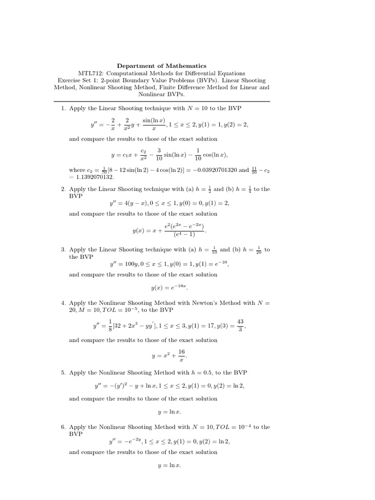 MTL712-BVPs (1) - 241107 - 100227 | PDF | Applied Mathematics | Mathematical Physics