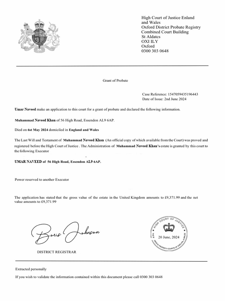 Grant of Probate | PDF