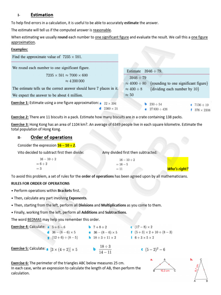 Math Estimation & Operations Guide | PDF | Teaching Methods & Materials | Computers