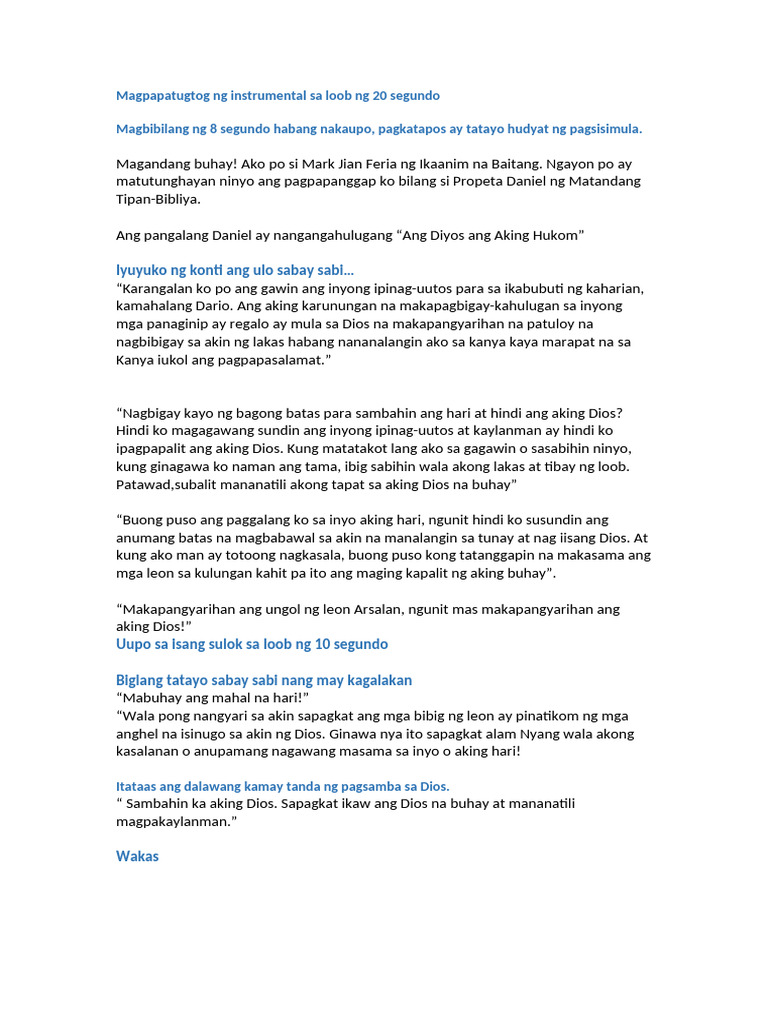 Character Impersonation Script | PDF