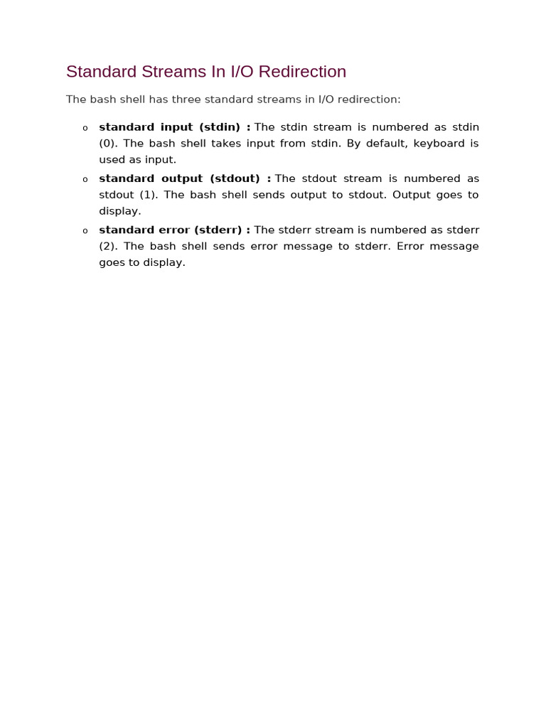 Standard Streams | PDF