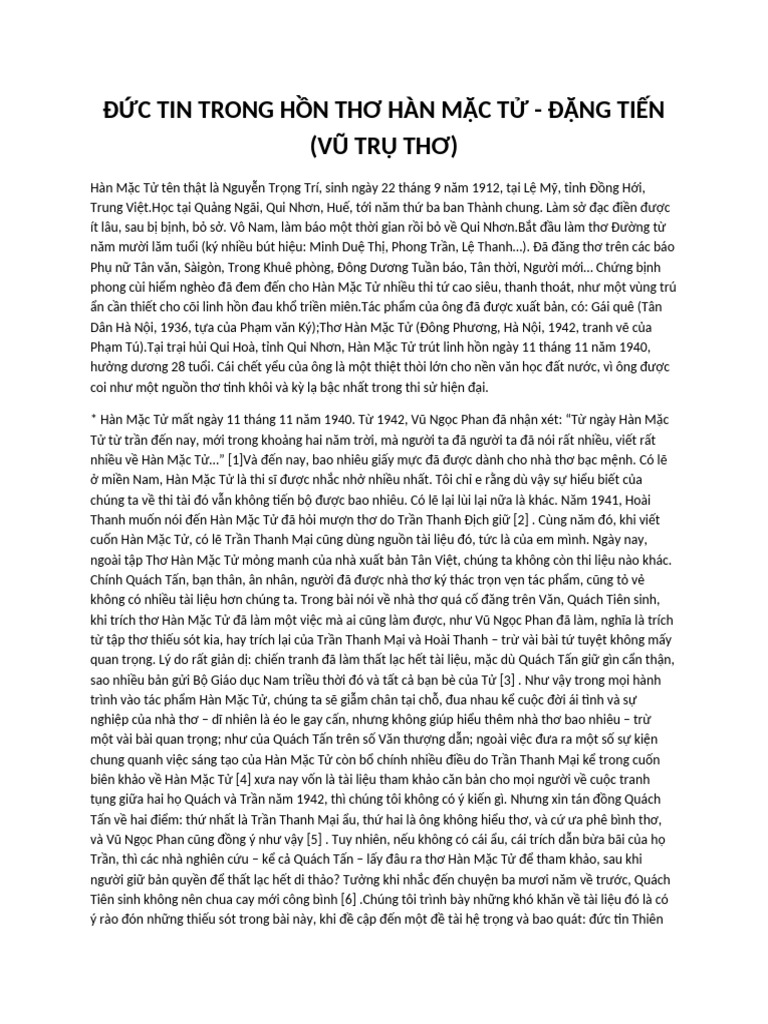 Đức Tin Trong Hồn Thơ Hàn Mặc Tử | PDF