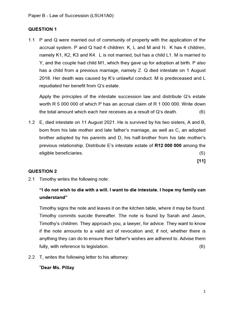 Law of Succession | PDF | Civil Law (Legal System) | Legal Documents