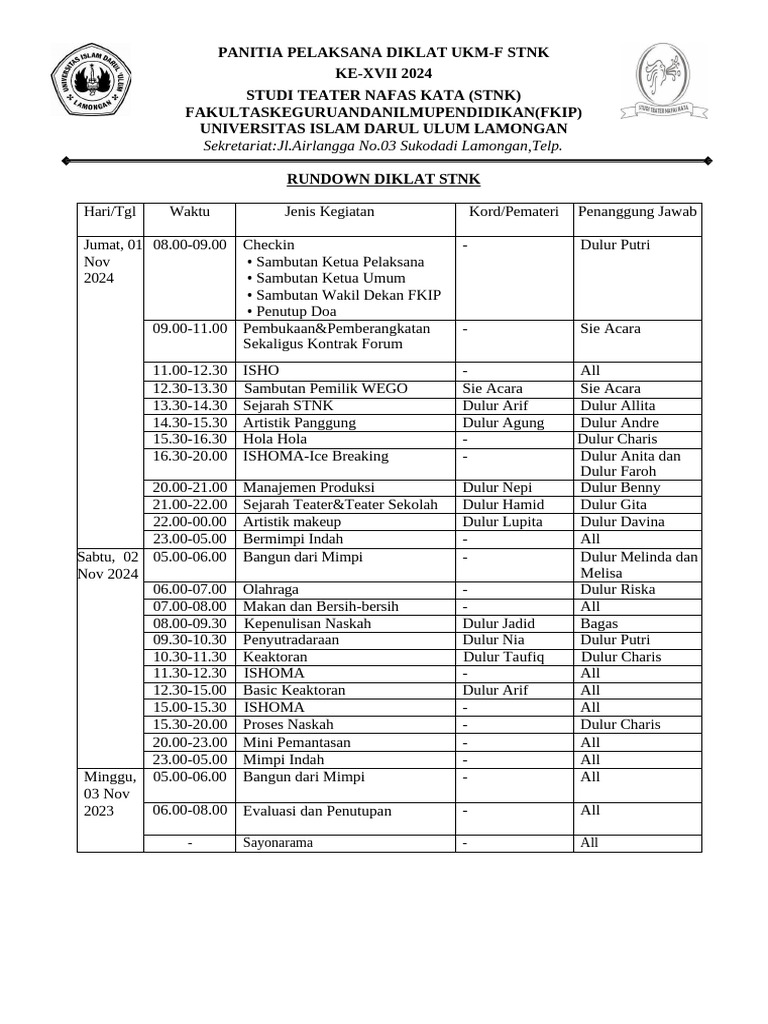 Rundown Diklat | PDF