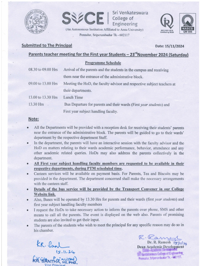 PTM First Yr Students Circular AY24 25 OS | PDF | Bus Transport | Service Industries