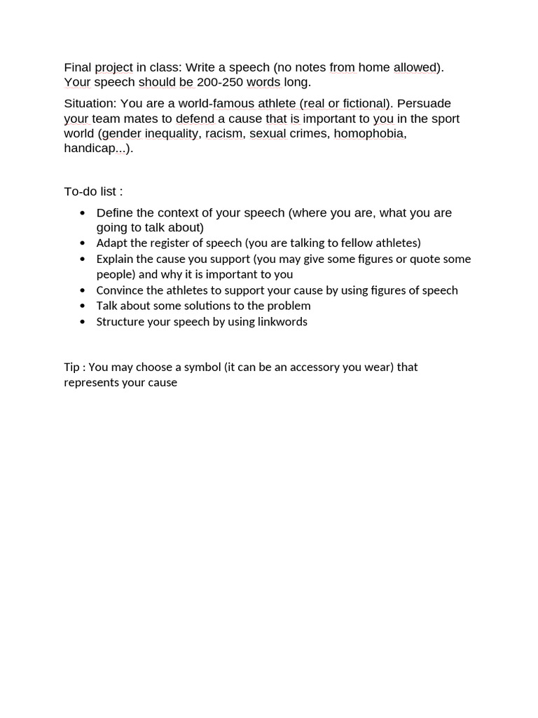 Persuasive Speech for Athletes' Cause | PDF