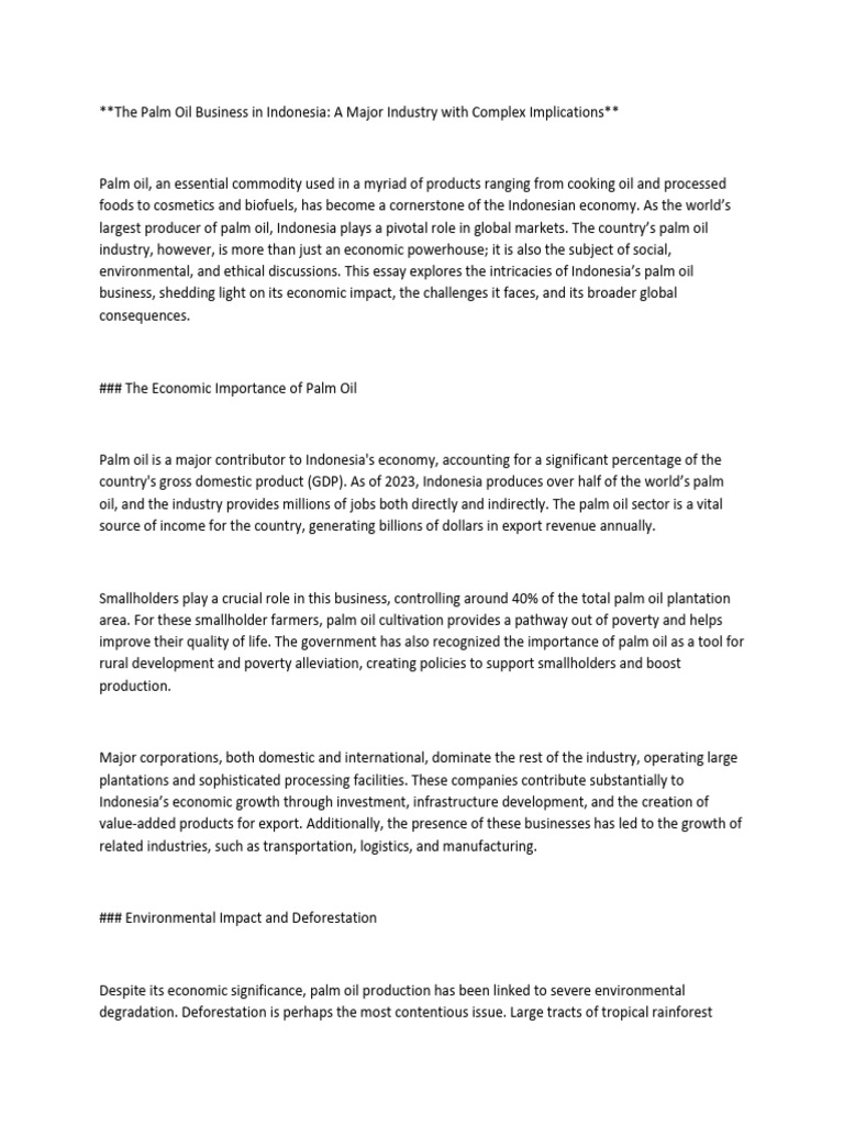 Palm Oil Business in Indonesia | PDF | Palm Oil | Deforestation