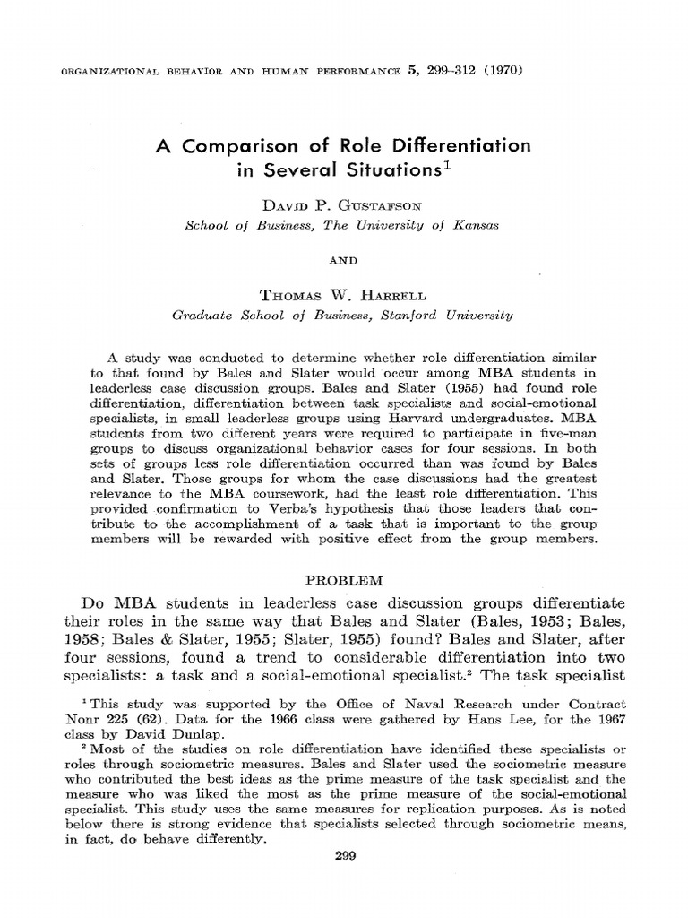 A Comparison of Role Differentiation in - 1970 - Organizational ...