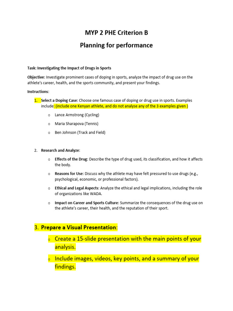 MYP 2 PHE Criterion B Assessment | PDF | Self-Improvement | Wellness