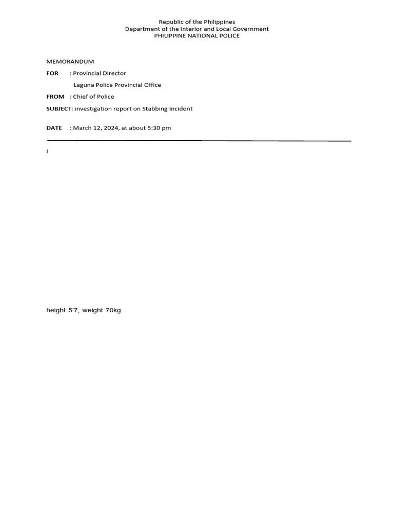 Initial Investigation Report | PDF | Social Science | Mystery, Thriller & Crime Fiction