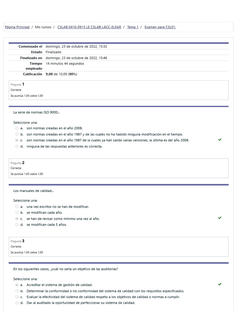 Examen para CSL01. - Revisión Del Intento | PDF