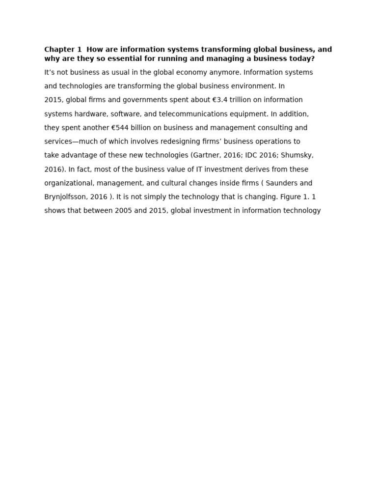 MIS Chapter 1 How Are Information Systems Transforming Global Business | PDF | Business ...