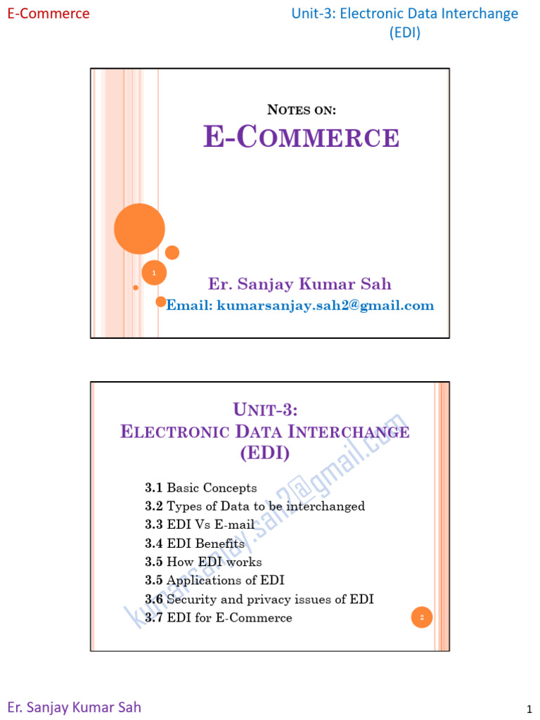 E-Commerce Unit-3 Electronic Data Interchange (EDI) | PDF | Electronic Data Interchange | Payments