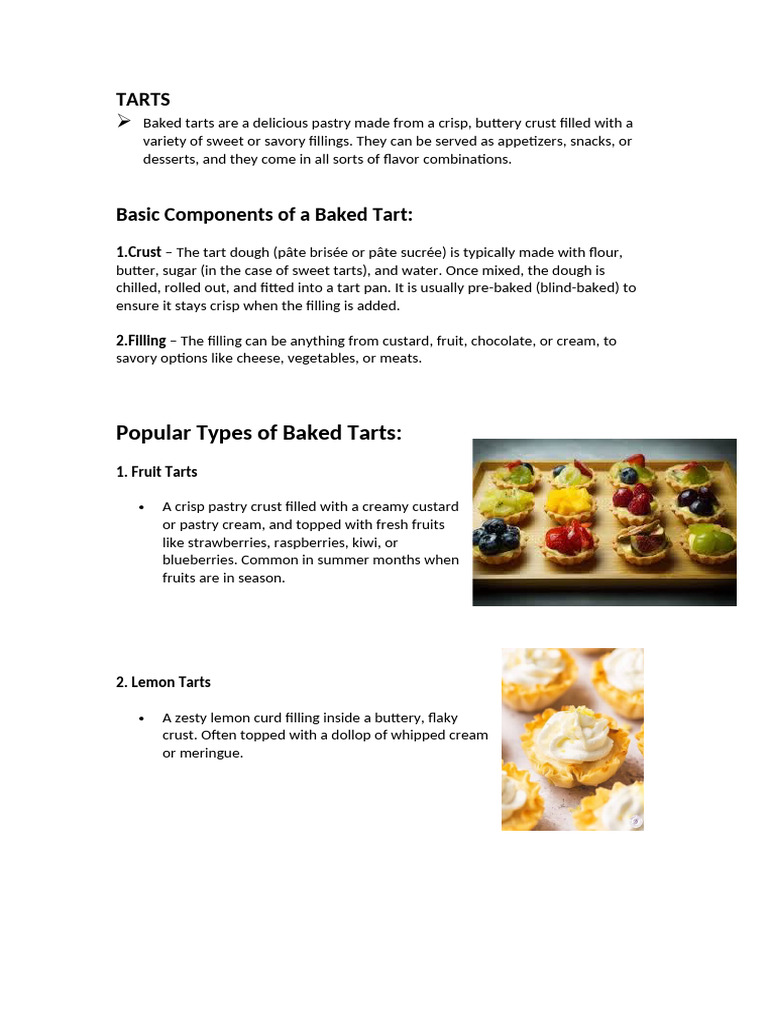 TARTS | PDF | Custard | Desserts