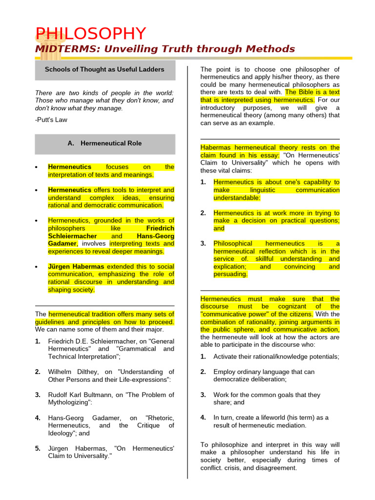 Philosophy (Unveiling Truth Through Methods) | PDF | Hermeneutics | Existentialism