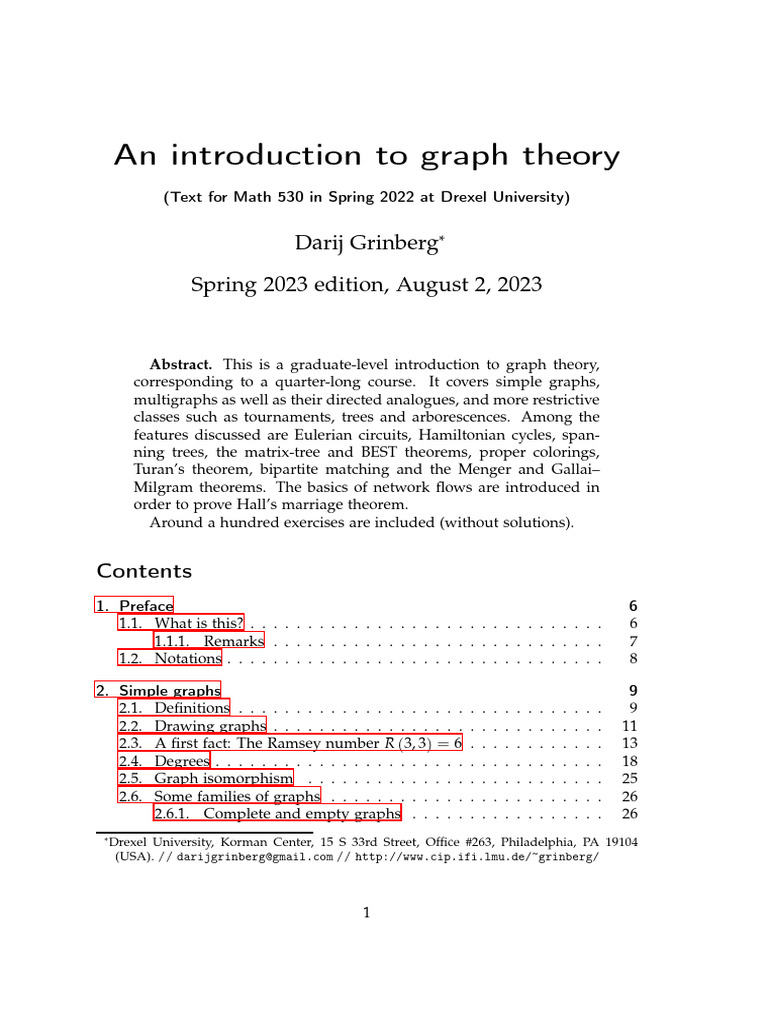 An Introduction To Graph Theory 1691935582 | PDF | Vertex (Graph Theory) | Mathematical Concepts