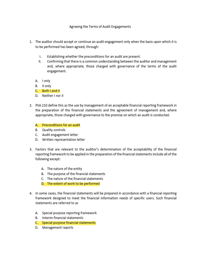 Agreeing The Terms of Audit Engagements | PDF | Audit | Auditor's Report