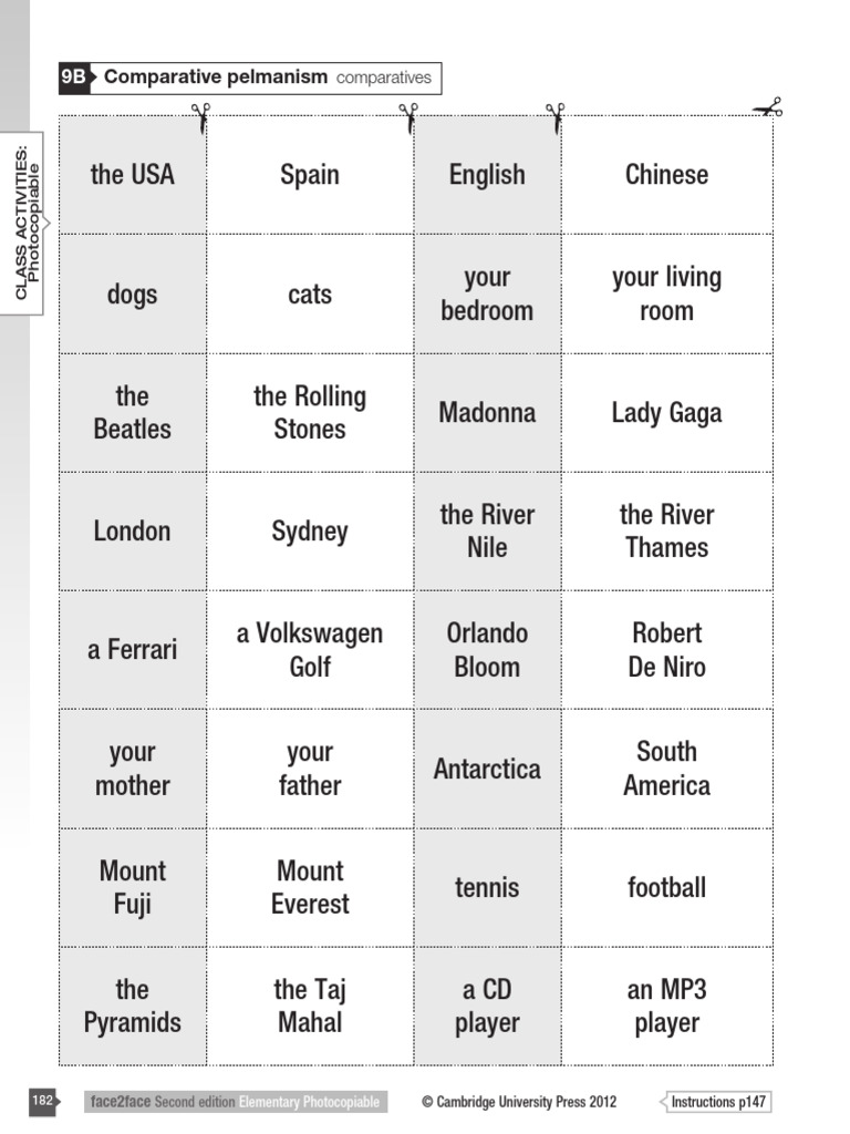 Comparative Pelmanism Activity Guide | PDF