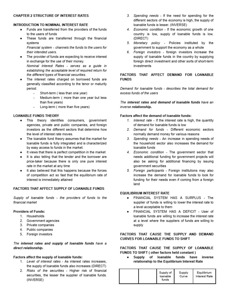 Financial Market Notes Chapter 2 | PDF | Interest | Yield Curve