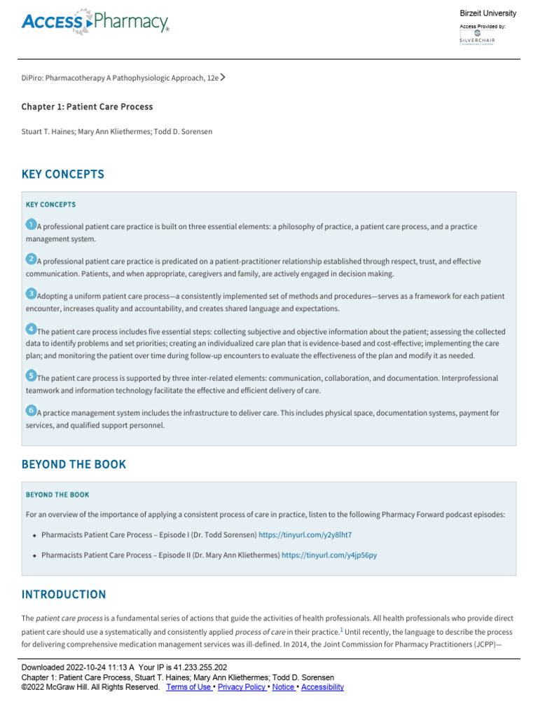 Chapter 1 - Patient Care Process | PDF | Pharmacy | Health Care