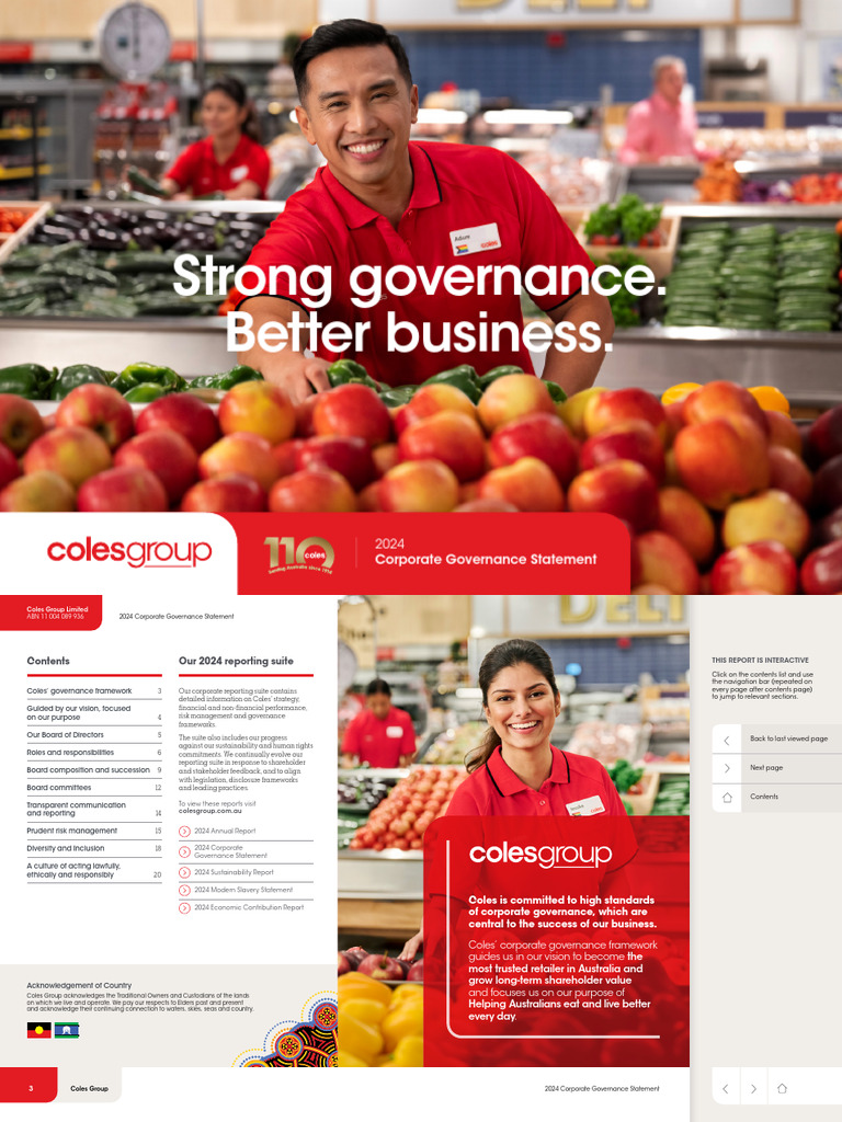 Coles 2024 Corporate Governance Overview | PDF | Corporate Governance ...