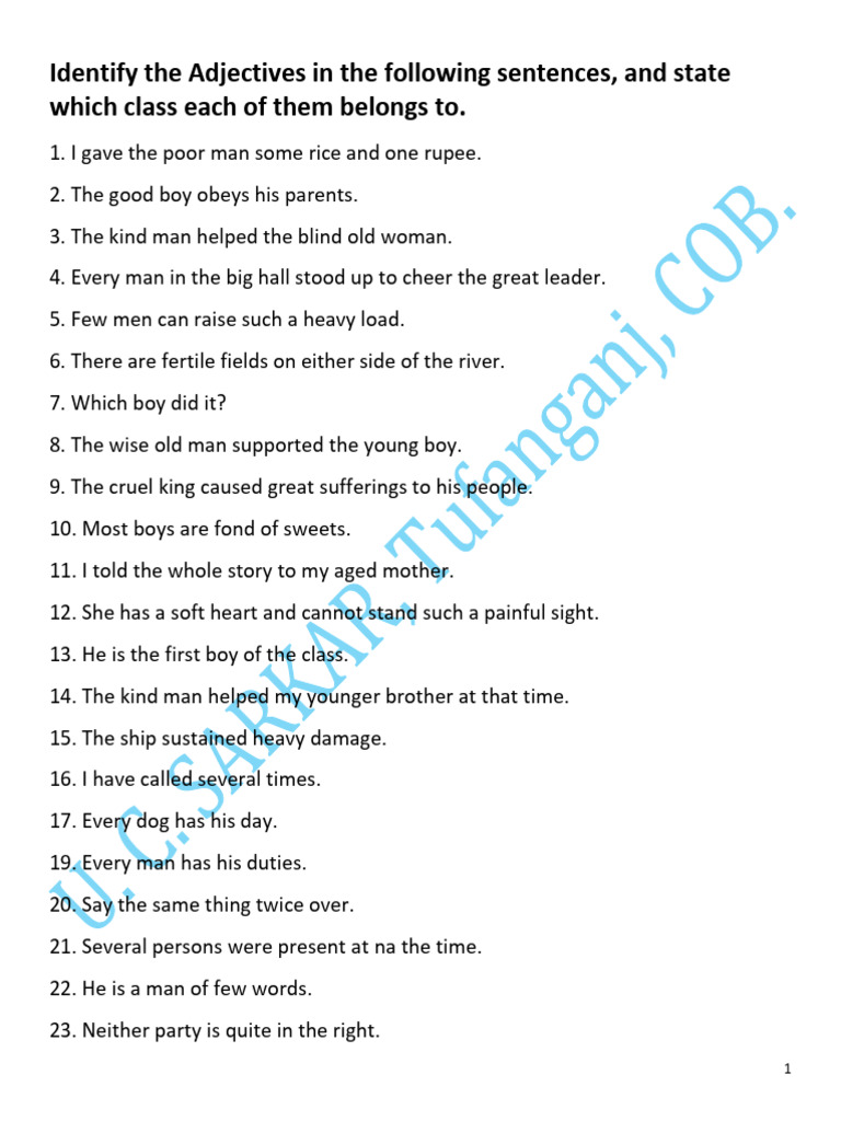 Identify Adjectives and Their Classes | PDF