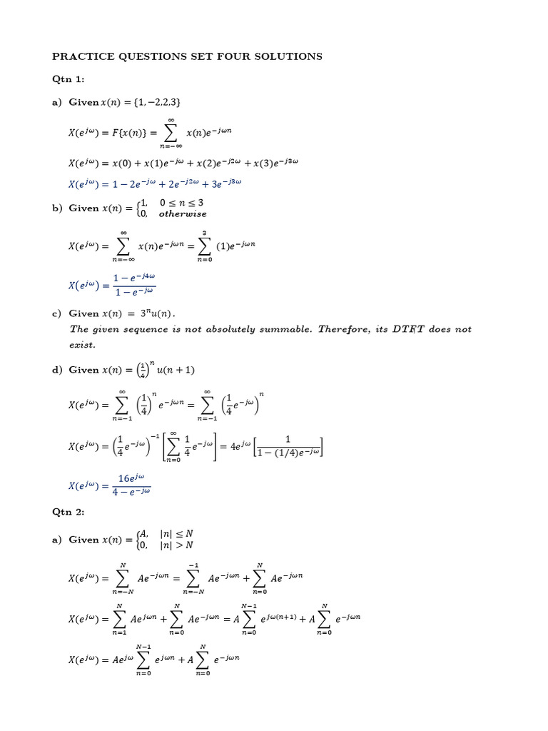 Practice Questions Set Four Solutions | PDF | Mathematical Analysis