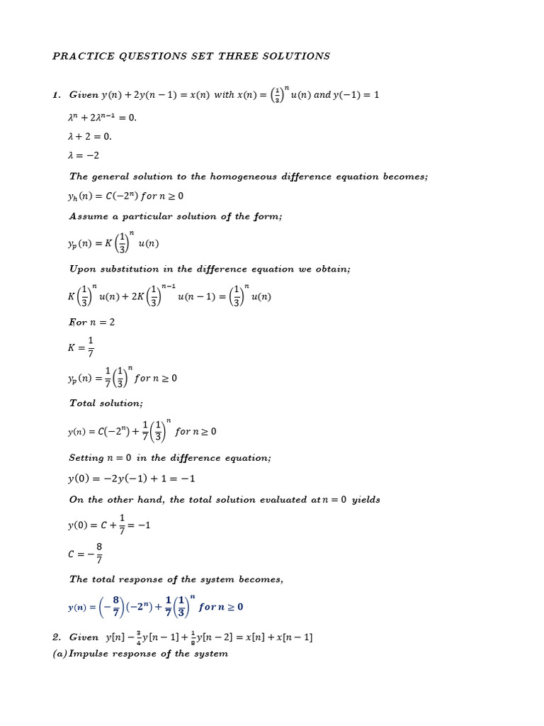Practice Questions Set Three Solutions | PDF | Physics | Mathematical ...