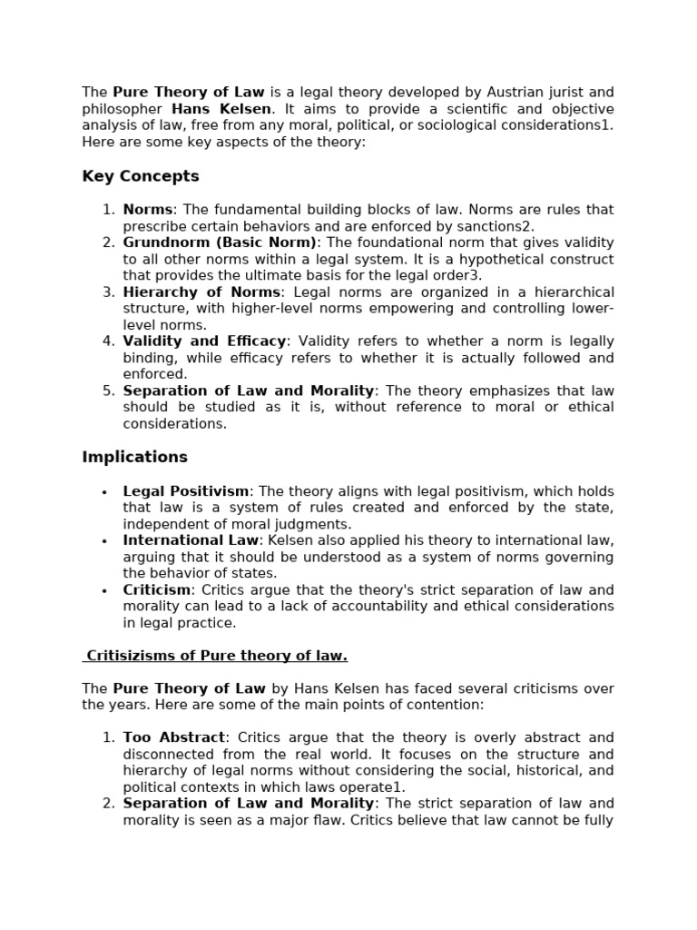 The Pure Theory of Law Is A Legal Theory Developed by Austrian Jurist ...