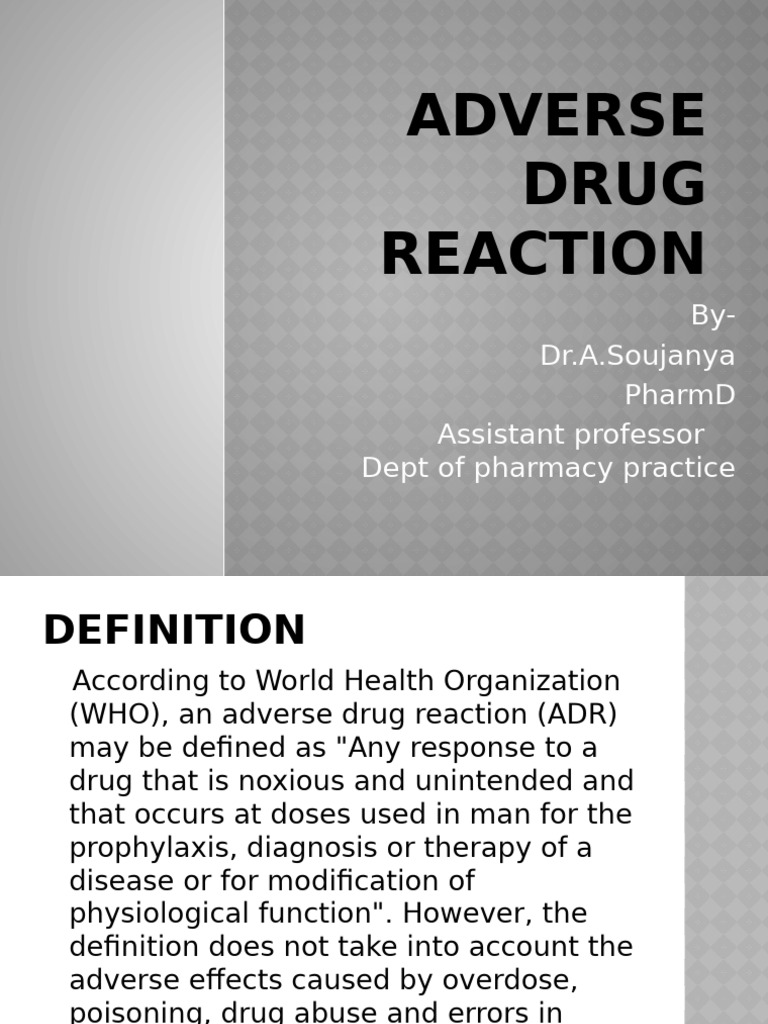 Understanding Adverse Drug Reactions | PDF | Pharmacovigilance | Allergen