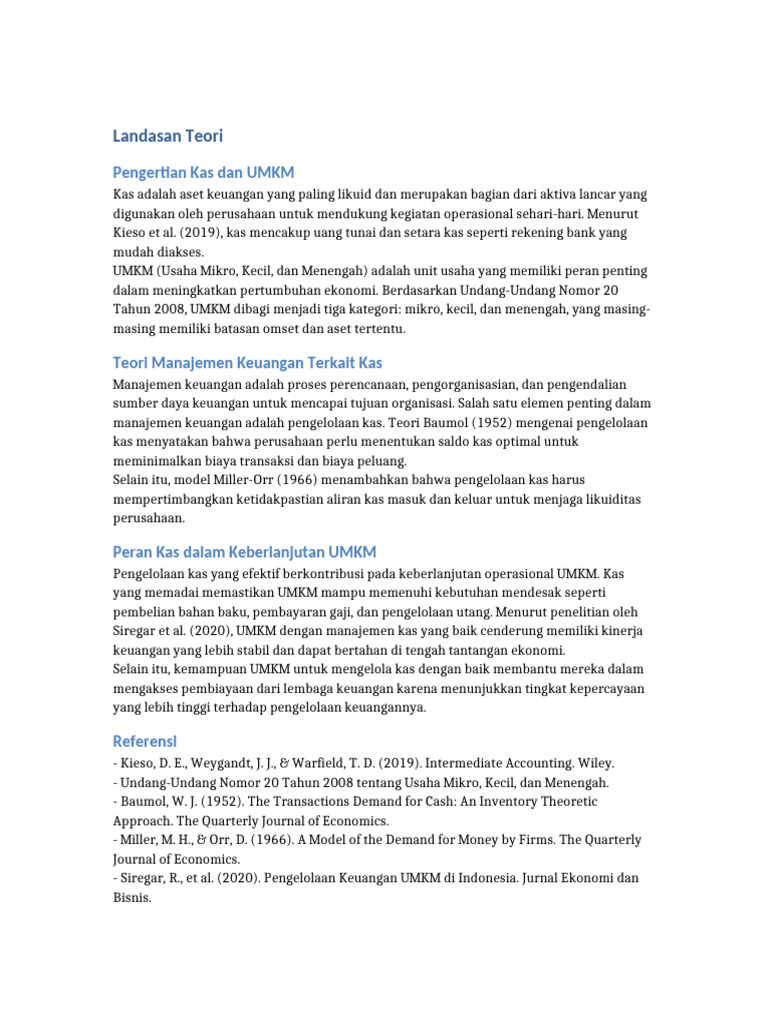 Pengelolaan Kas UMKM dan Teori Keuangan | PDF