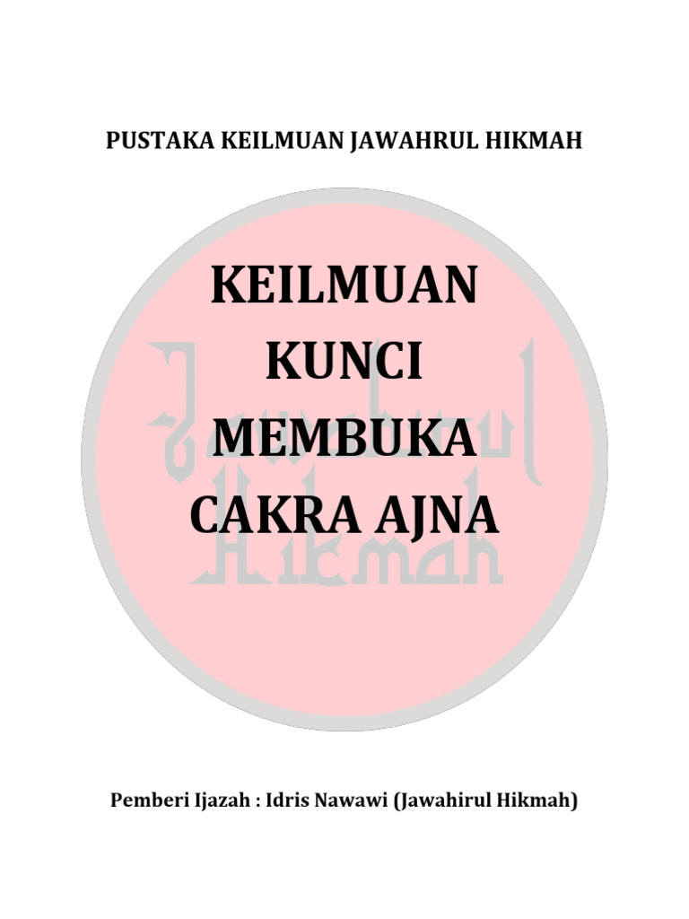 Keilmuan Kunci Membuka Cakra Ajna - Jawahirul Hikmah | PDF