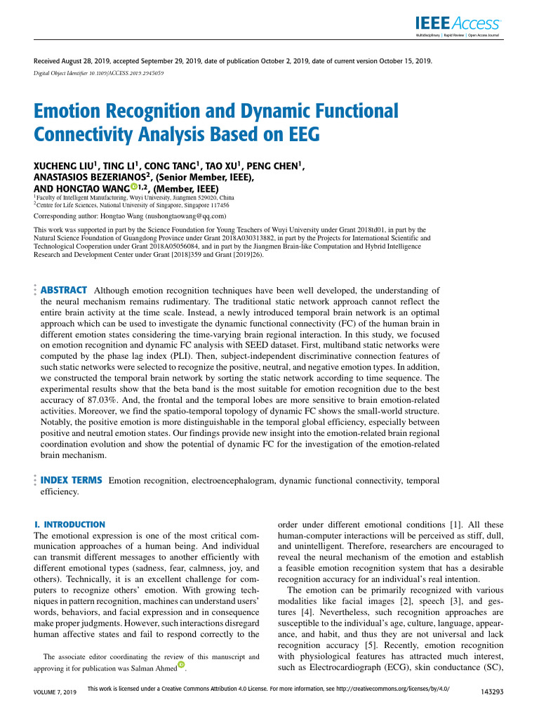 Emotion Recognition and Dynamic Functional Connectivity Analysis Based On EEG | PDF ...