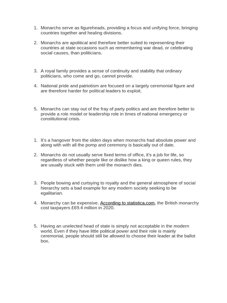 Monarchy Pros and Cons | PDF | Politics | History