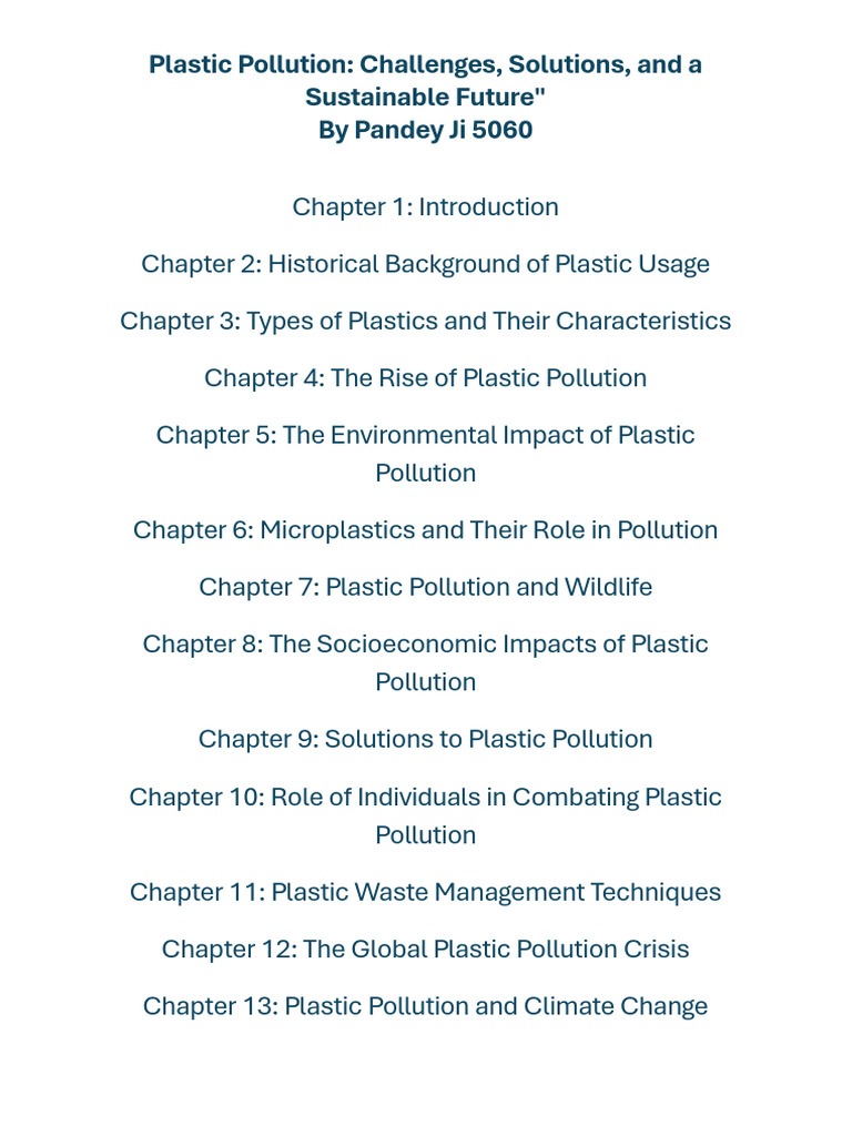 Plastic Pollution Challenges Solutions and A Sustainable Future by ...