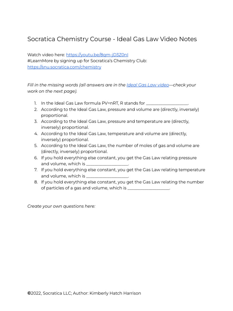 Ideal Gas Law Notes | PDF | Technology & Engineering